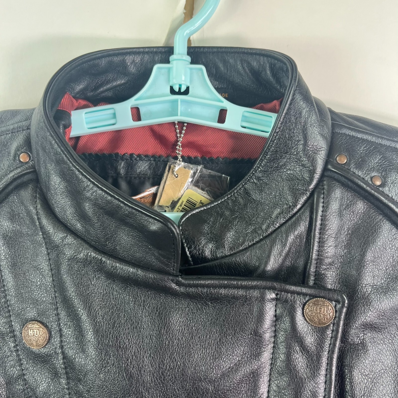 Harley Davidson Motorcycle Leather Rivet Jacket Women's Size M Chest 54 ...