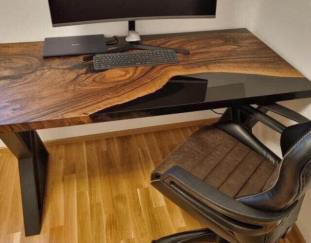 Office Desk, Writing & Computer Desk, Custom Epoxy Table, Resin Dining ...