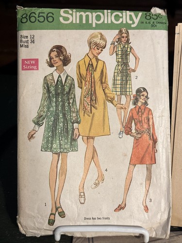 8656 Vintage Simplicity SEWING Pattern Misses Shirt Dress Back Zipper ...