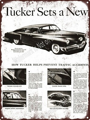 1948 TUCKER Safety Windshield Seat automobile Metal Sign 9x12" A292 | eBay
