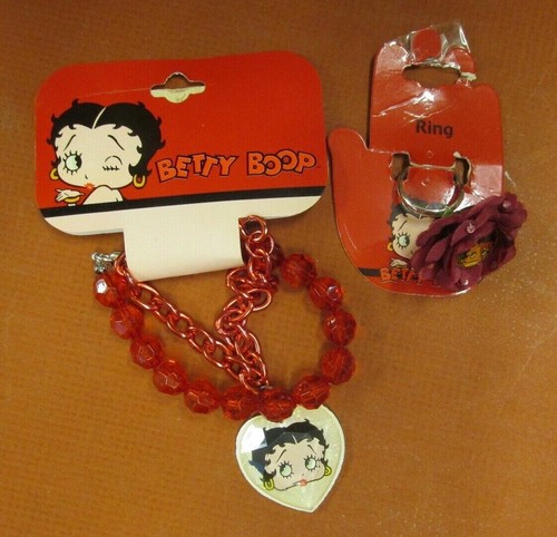 BETTY BOOP BRACLET & RING FLOWER RED PURPLE CHAIN FLOWER | eBay
