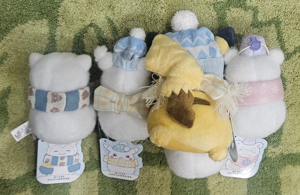 Pokemon Snowman Plush Toys Pikachu Slowpoke Snorlax Snow Play Japan ...