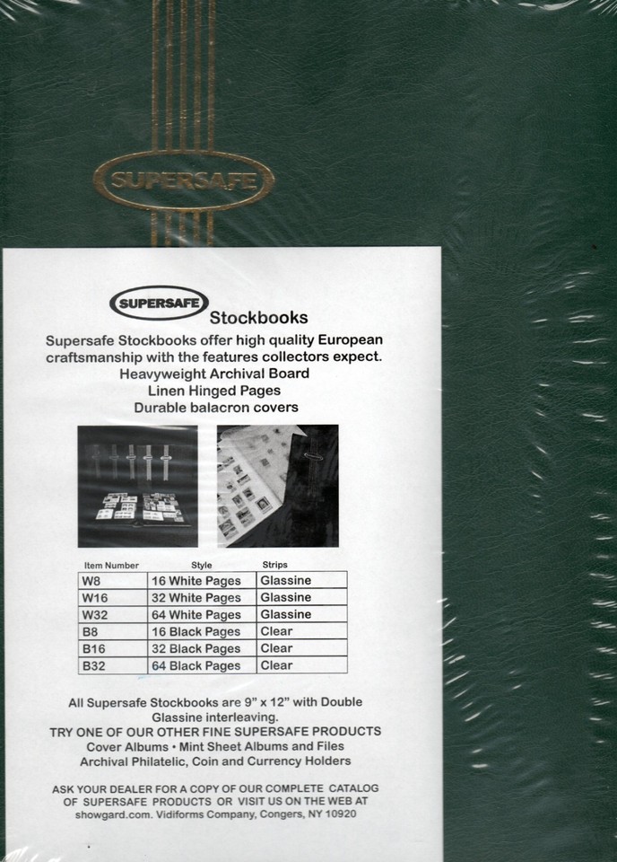 Supersafe Stock Book 16-64 White or Black Pages Various Colors 9" x 12 ...