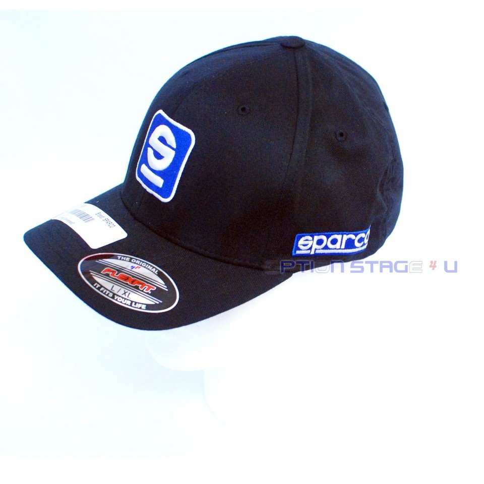 Sparco Official Racing S Icon Black FlexFit Baseball Cap Hat Size L/XL ...