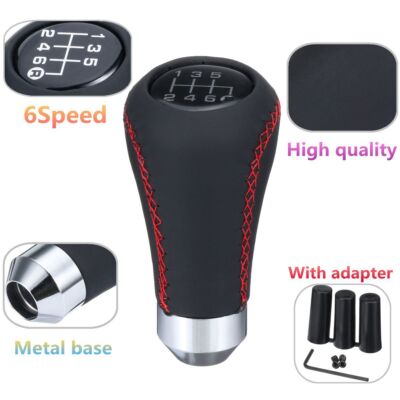 6 Speed Universal Manual Leather Gear Stick Shift Knob Shifter Lever ...