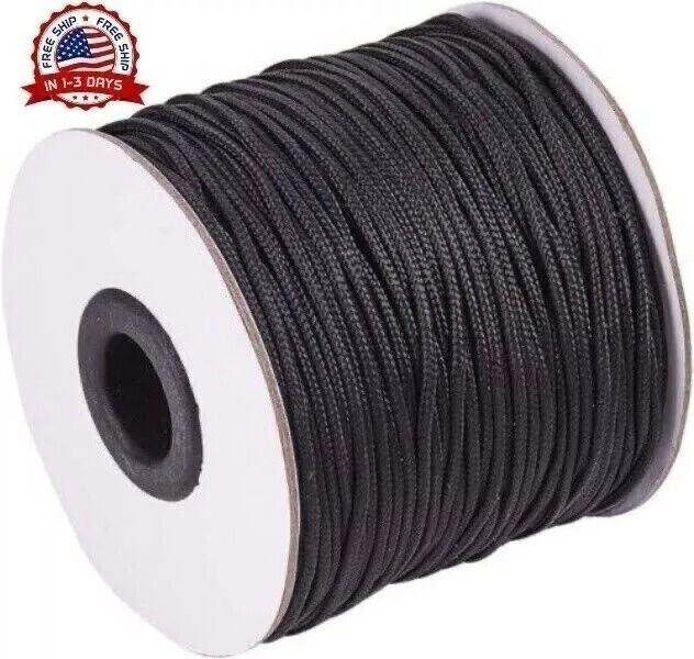 1.5mm 100 Yard Black Nylon Cord Wind Chime Cord Replacement Braided ...