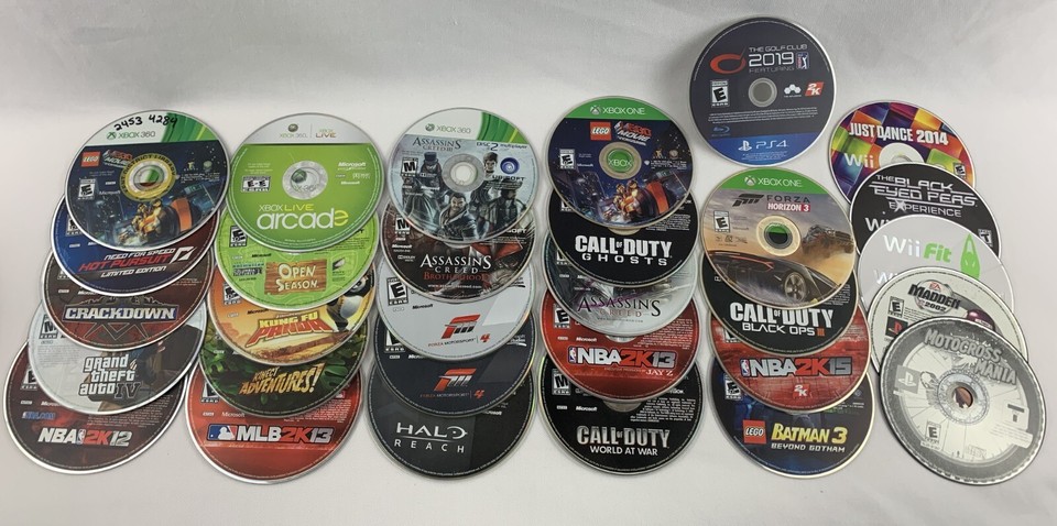 197 Pc Loose Game Disc Lot, Scratched, Untested PS1 PS2 PS3 PS4 Xbox ...