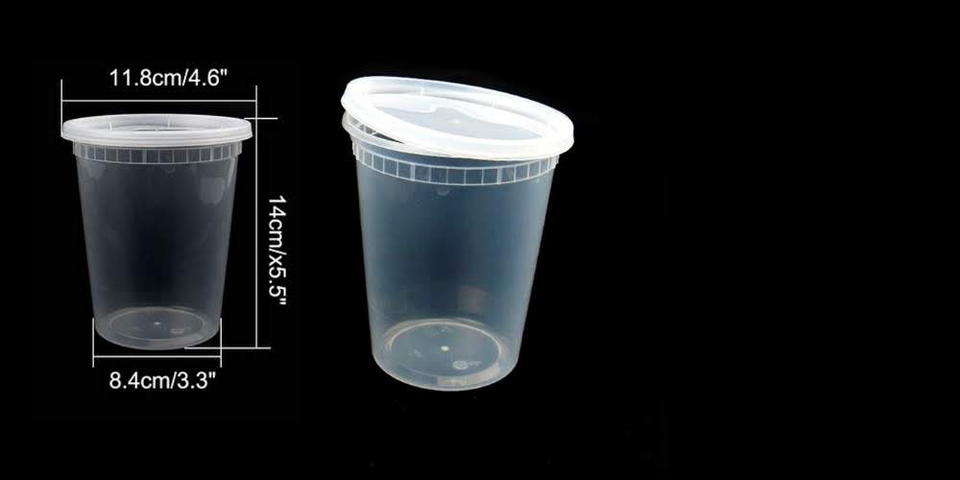 32 oz Heavy Duty Large Round Deli Food/Soup Plastic Containers w/ Lids ...