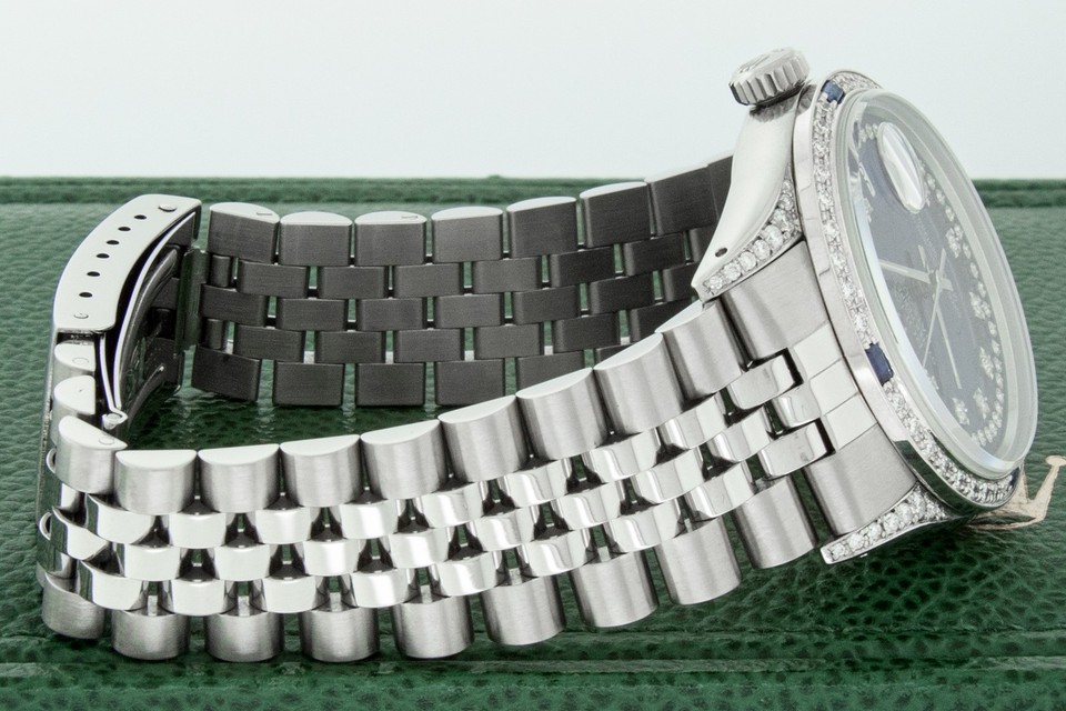 MENS ROLEX DATEJUST BLUE DIAMOND DIAL STEEL AND 18k GOLD DIAMOND ...