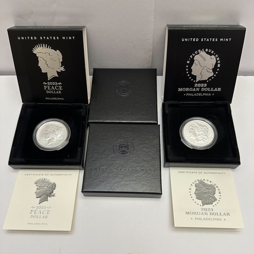 2023 Morgan & Peace Dollar Uncirculated Set w/ Boxes & COA | eBay