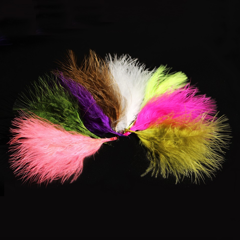 100 pcs Turkey Marabou Blood Feathers Woolly Bugger Streamers Fly Tying ...