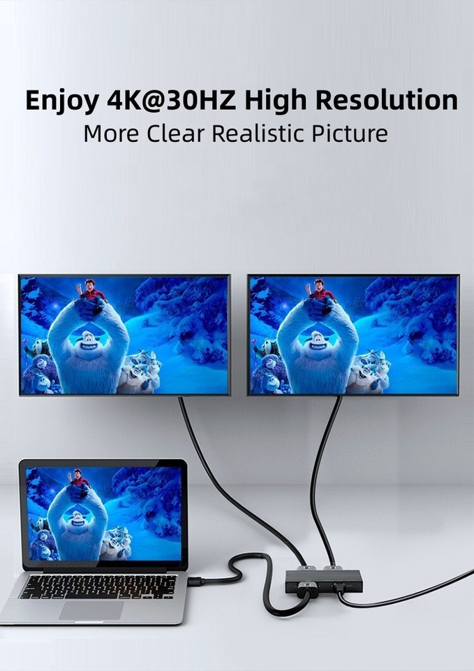 HDMI Splitter 1 In 2 Out 4KUHD HDMI Splitter For Dual Monitors ...