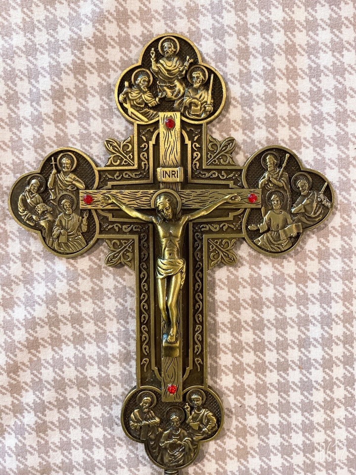 Antique Bronze INRI Catholic Religious Altar Standing Wall Crucifix ...