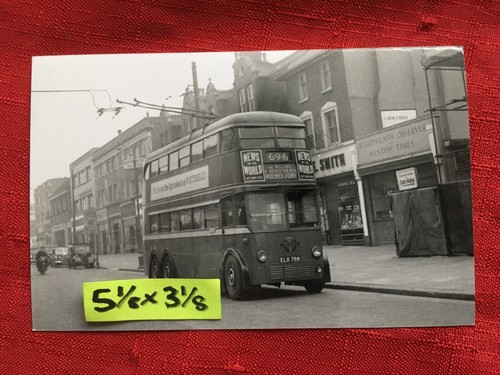 LONDON TROLLEY BUS PHOTO B/W 789 (BX) ELB789 Route 696 Bexleyheath ...