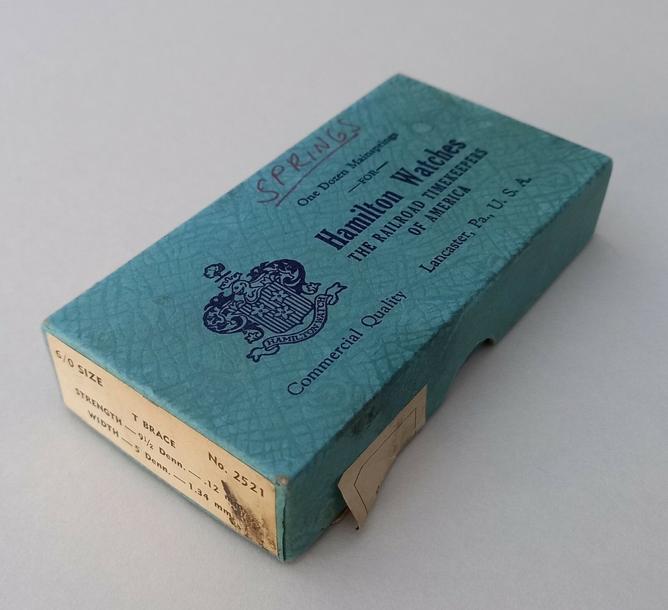 **7 DAY AUCTION*Hamilton Wristwatch 1940s Cardboard Springs Box ...