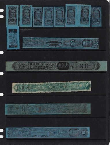 Accum 15 Adams tobacco labels and strips. Imperf & perf. Various series ...