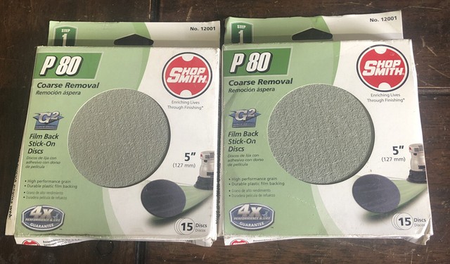 SHOPSMITH Sanding Stick- On Disc 5" Medium 80 Grit 2- 15-Packs 12001 ...