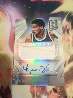 2014-15 MARQUES JOHNSON PANINI SPECTRA SS-MJ GAME WORN JERSEY AUTO #D ...