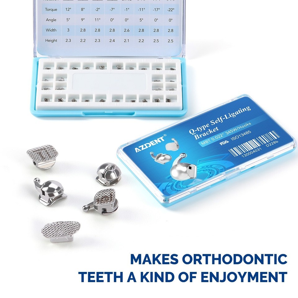 AZDENT Dental Orthodontic Brackets Braces Q-type Self Ligating MBT.022 ...