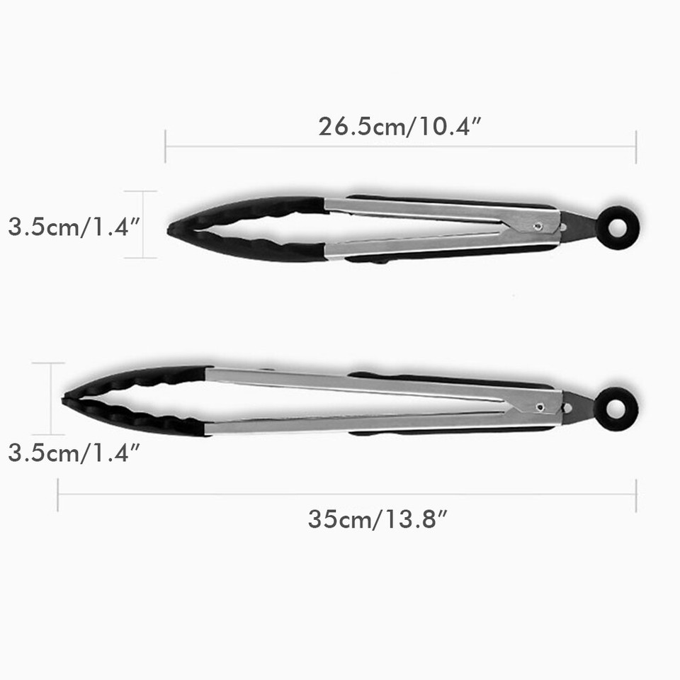2PCS Cooking Tongs with Silicone Tips Anti-Slip Bread Tongs for Kitchen ...
