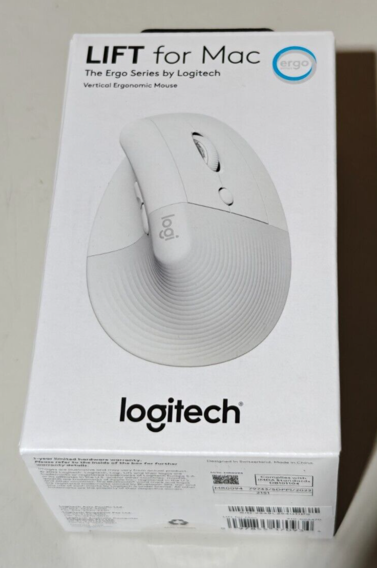 NEW Logitech Lift For Mac Vertical Ergonomic Mouse Wireless Pale Grey ...