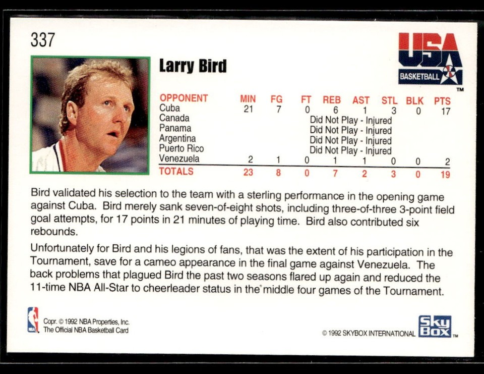 1992-93 Hoops #337 Larry Bird Celtics Basketball Card 3103L | eBay