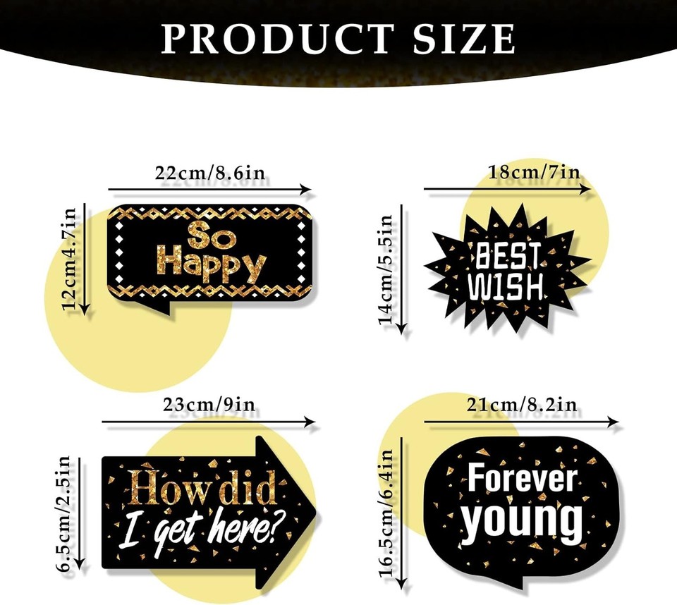 Outus 24 Pieces Photo Props Birthday Photo Booth Props with Stick for ...