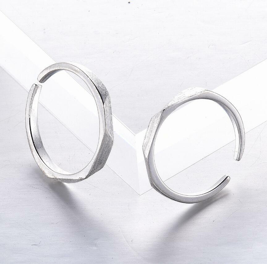 Silver Love Rhombus Promise Forever Adjustable Couple Heart Pair Ring ...