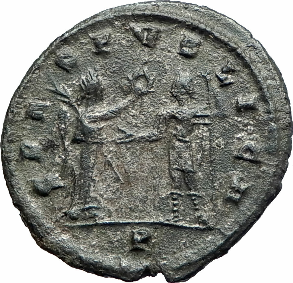 TACITUS receiving wreath from Victory 275AD Silvered Ancient Roman Coin ...