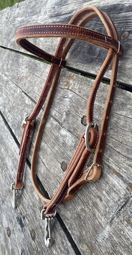 Amish made stitched harness leather Western training headstall w/snap ...