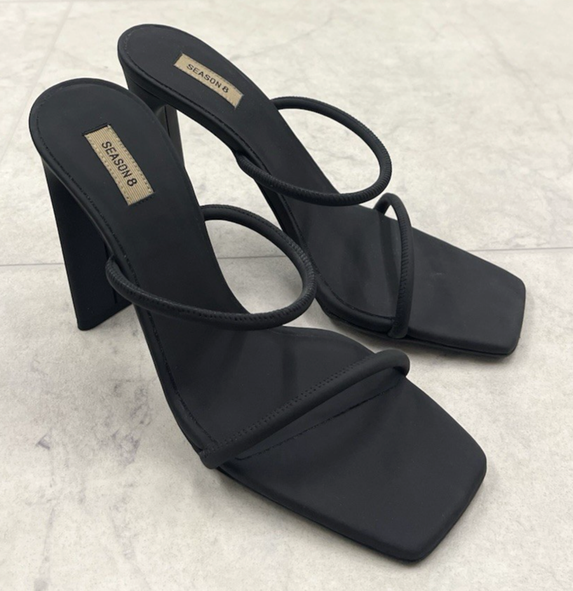 NIB YEEZY Season 8 Graphite Rubberized Leather 110mm Heel Sandal SZ:35. ...