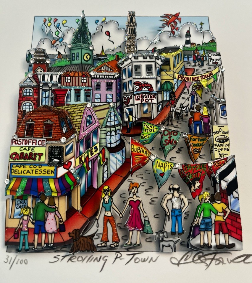 Charles Fazzino 3D Artwork “Strolling P-Town” Sold out Edition #32/100 ...