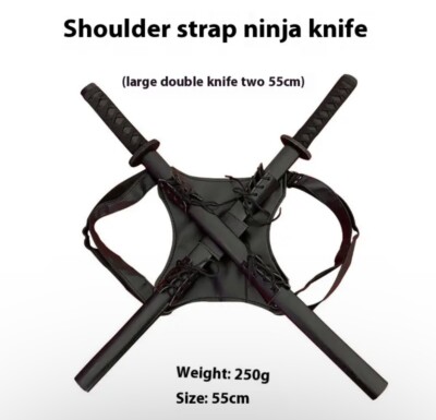 Cosplay Deadpool Sword Ninja Katana Set Black and Carrying Back Strap ...