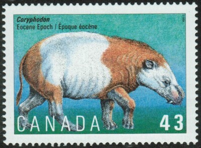 Canada sc#1529 Prehistoric Life in Canada - 4: Coryphodon, LF paper ...
