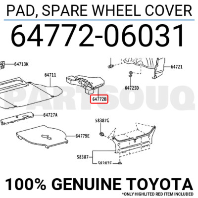 6477206031 Genuine Toyota PAD, SPARE WHEEL COVER 64772-06031 | eBay