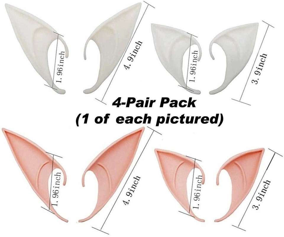 4-Pr Clip LATEX GLOW/FLESH Leprechaun Vulcan Fairy ELF EARS Cosplay Costume Prop | eBay