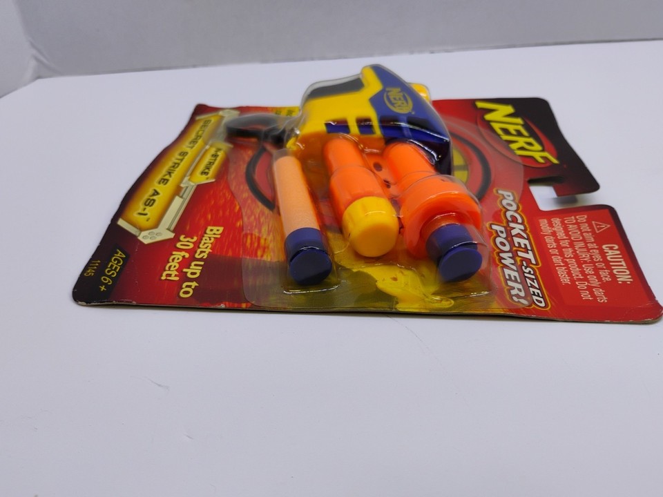 MINI NERF DART GUN POCKET SIZED SECRET STRIKE AS-1 HASBRO Blue & Yellow ...