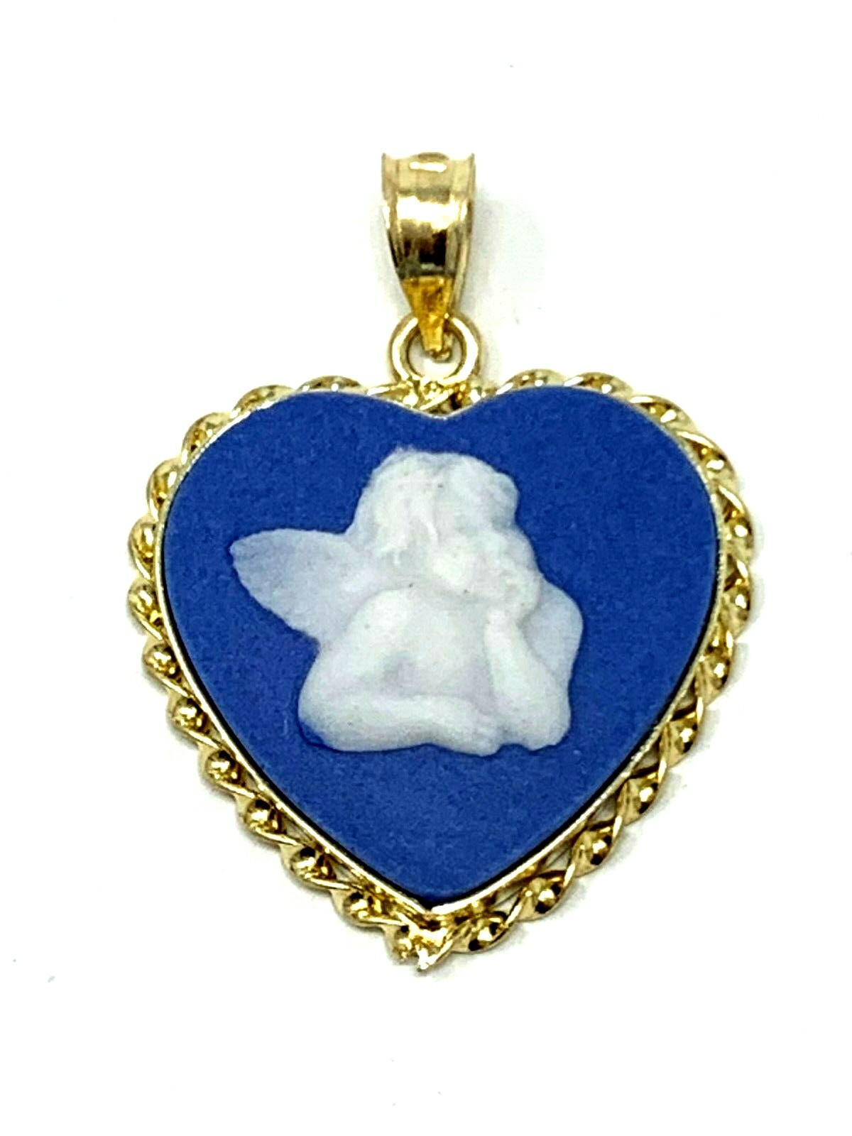 14k Yellow Gold Cupid in Heart Cameo Charm Pendant 1.9 grams | eBay
