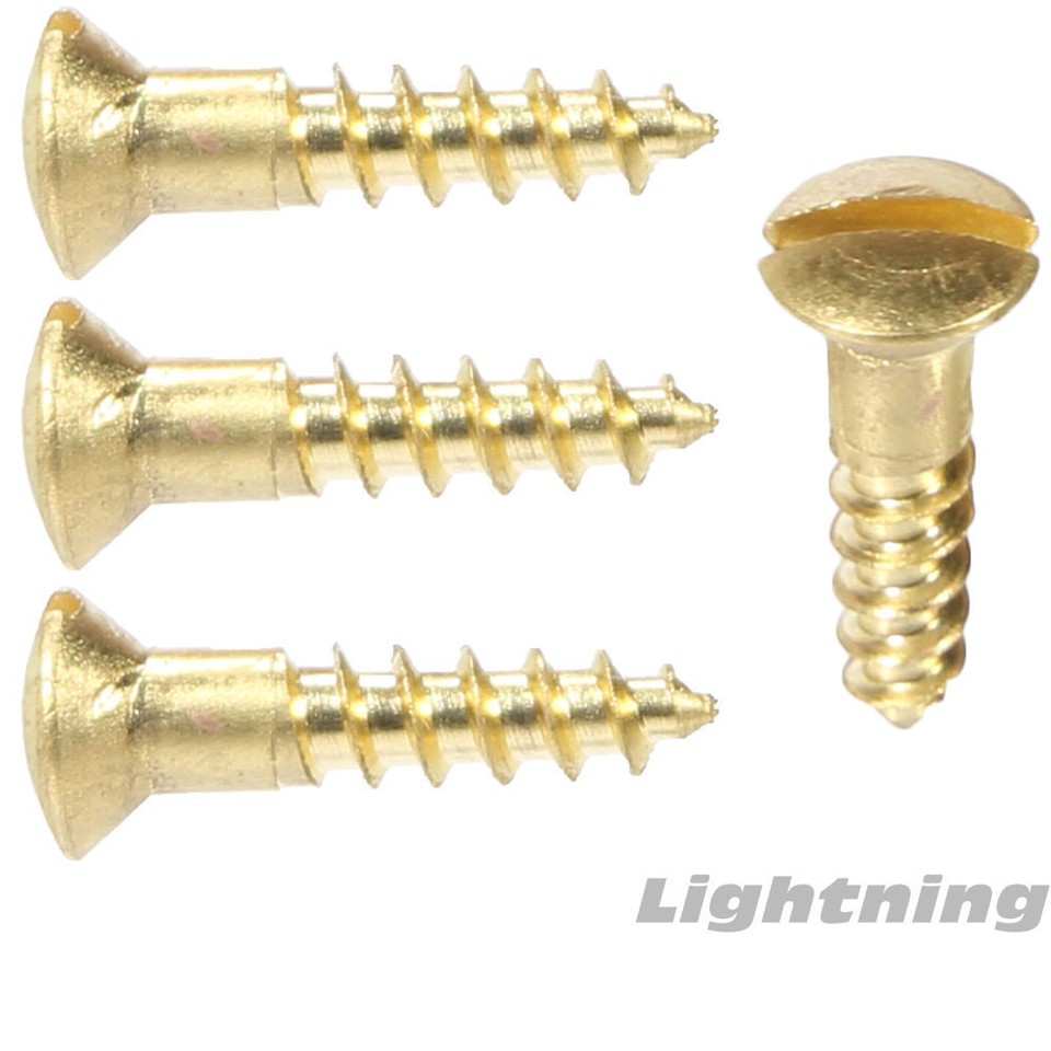 #4 x 1/2" Solid Brass Wood Screws Oval Head Slotted Drive Quantity 100 ...