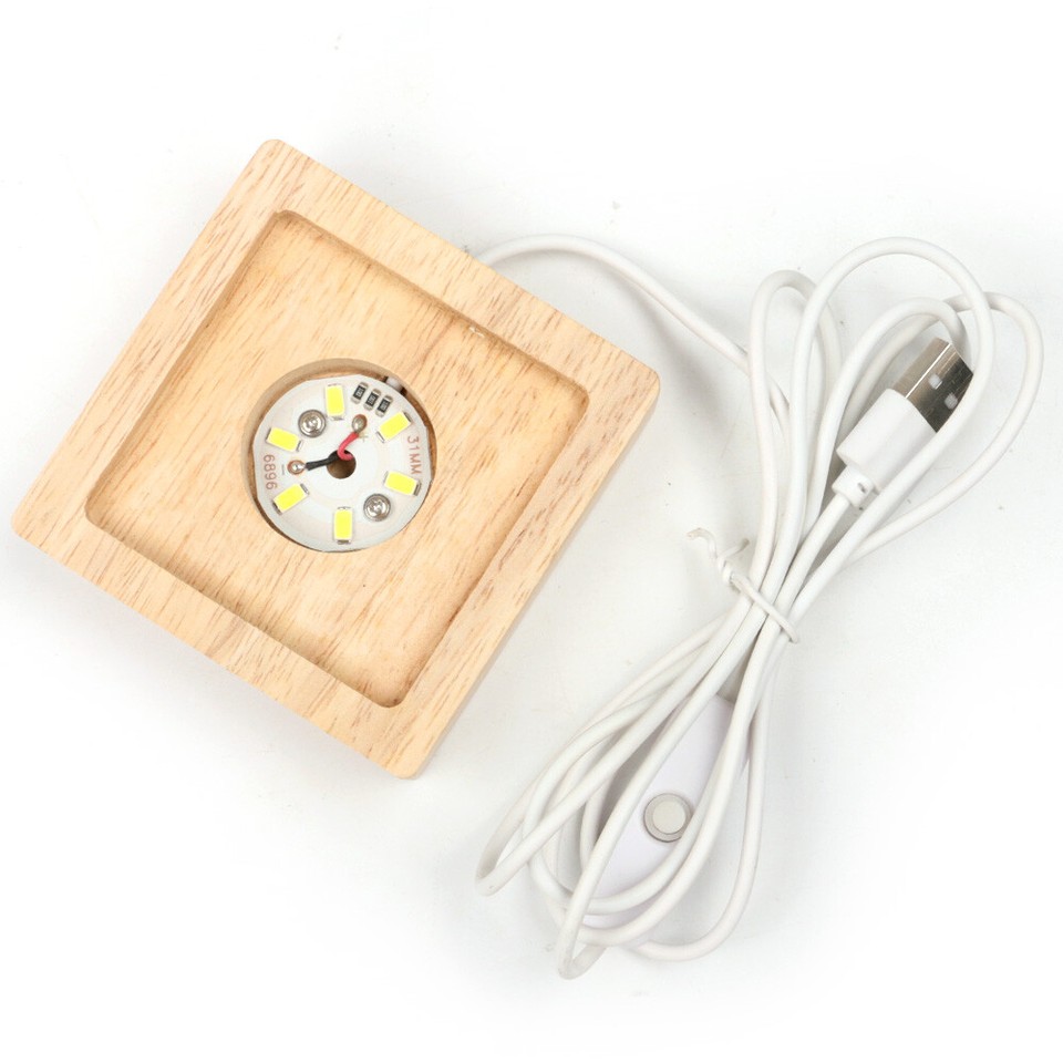 Wood Light Base Rechargeable Wooden LED Light Display Stand Lamp Holder ...
