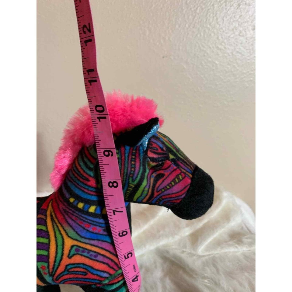 11" Toy Factory Plush Multicolor Psychedelic Zebra Toy Animal | eBay