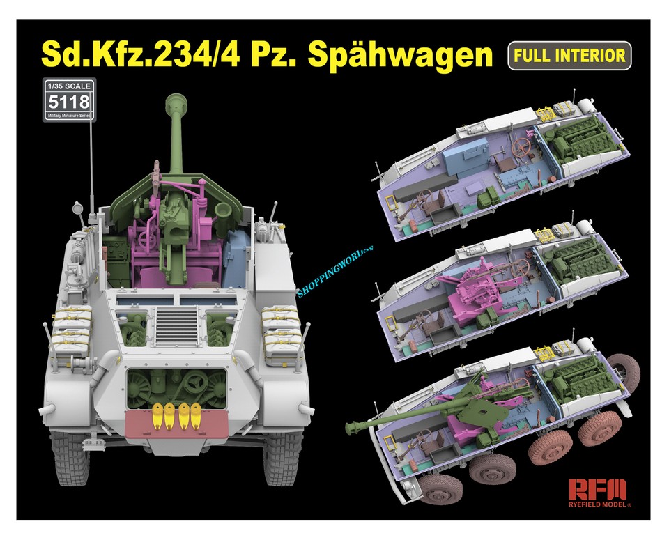 RYEFIELD 5118 1/35 Sd.Kfz.234/4 Spahwagen Full Interior Model Kit | eBay