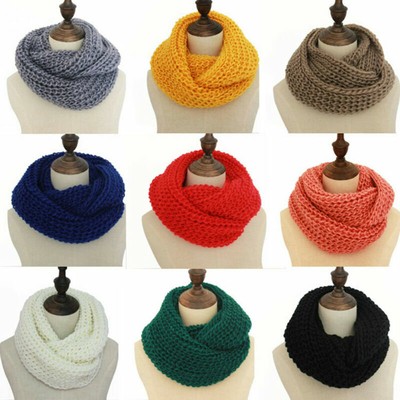 Ladies Winter Corn Scarf Shawl Neck Warmer Knit Circle Wool Wrap Snood ...