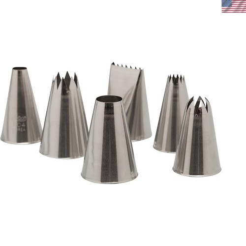 6 Piece Decorating Tube Set, Includes Stainless Steel Tips: 804, 808 ...