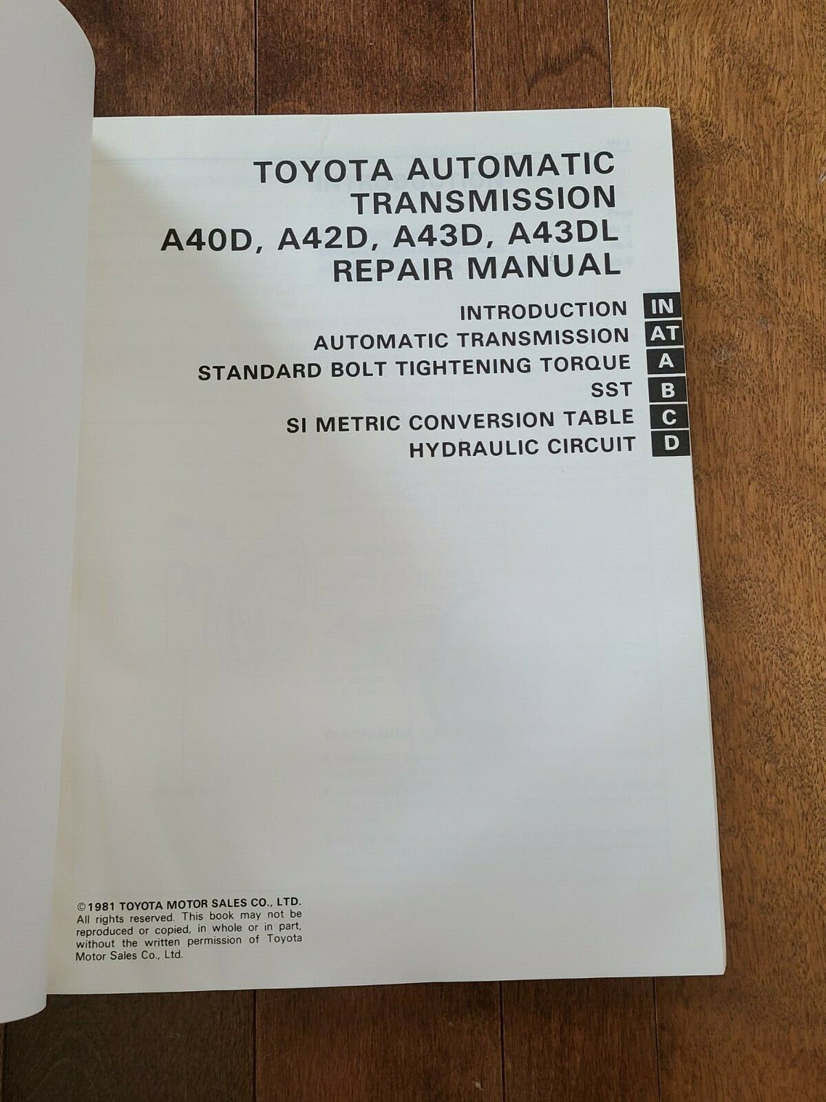 1981 Toyota A40D, A42D, A43D, A43DL Automatic Transmission Repair ...