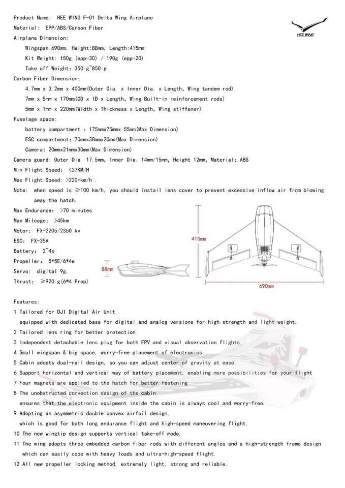 HEE Wing RC Ranger F-01 Ultra Delta Wing Remote Control Plane(RTF ...