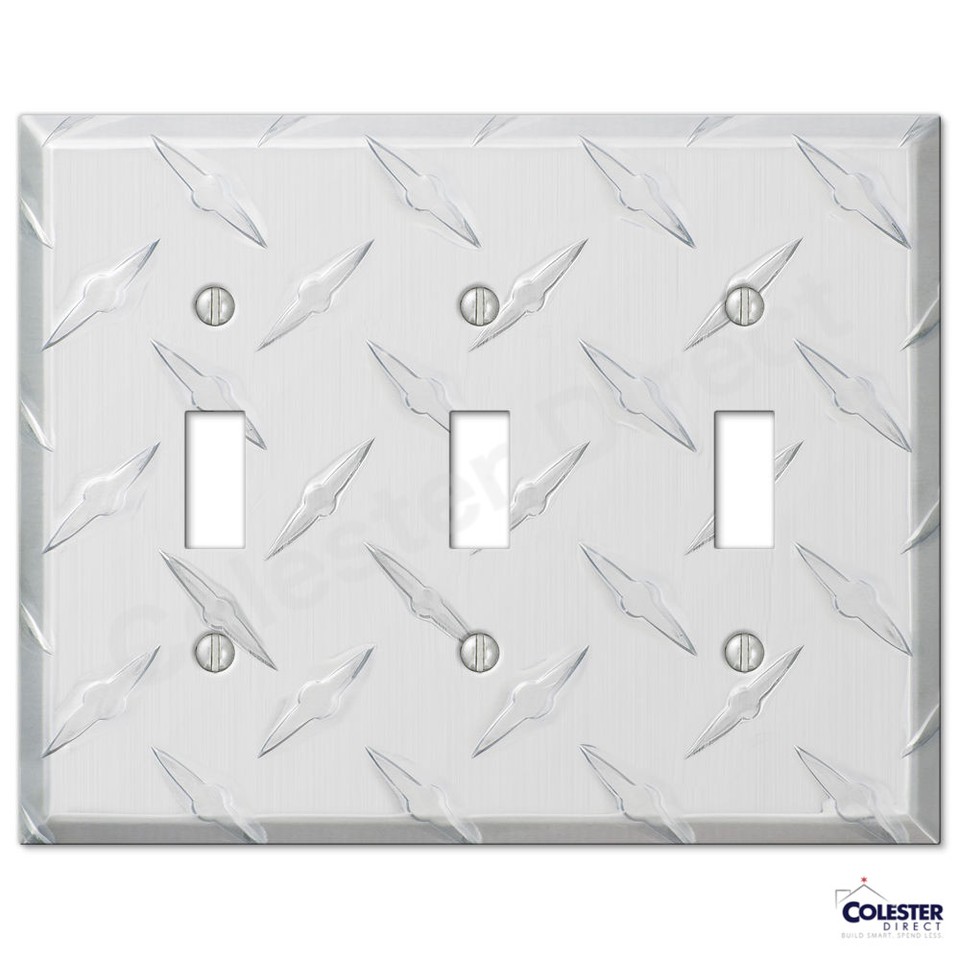 Diamond Plate Aluminum Wall Switch Plate Outlet Cover Toggle Rocker GFI ...