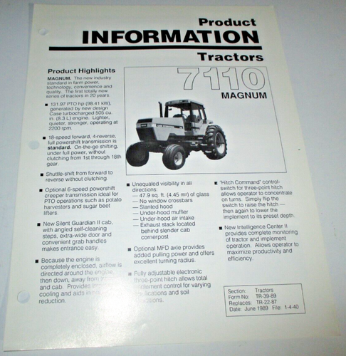 Case IH 7110 Magnum Tractor Product Information Sales&Specs Manual ...