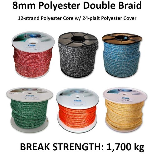 8mm Polyester Braid Dinghy Yacht Halyard Sheet Boat Sailing Rope **PER ...