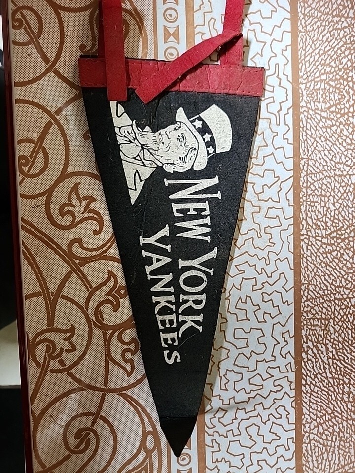 1950s NY New York Yankees Felt Pennant Uncle Sam Mini Rare Blue and Red ...